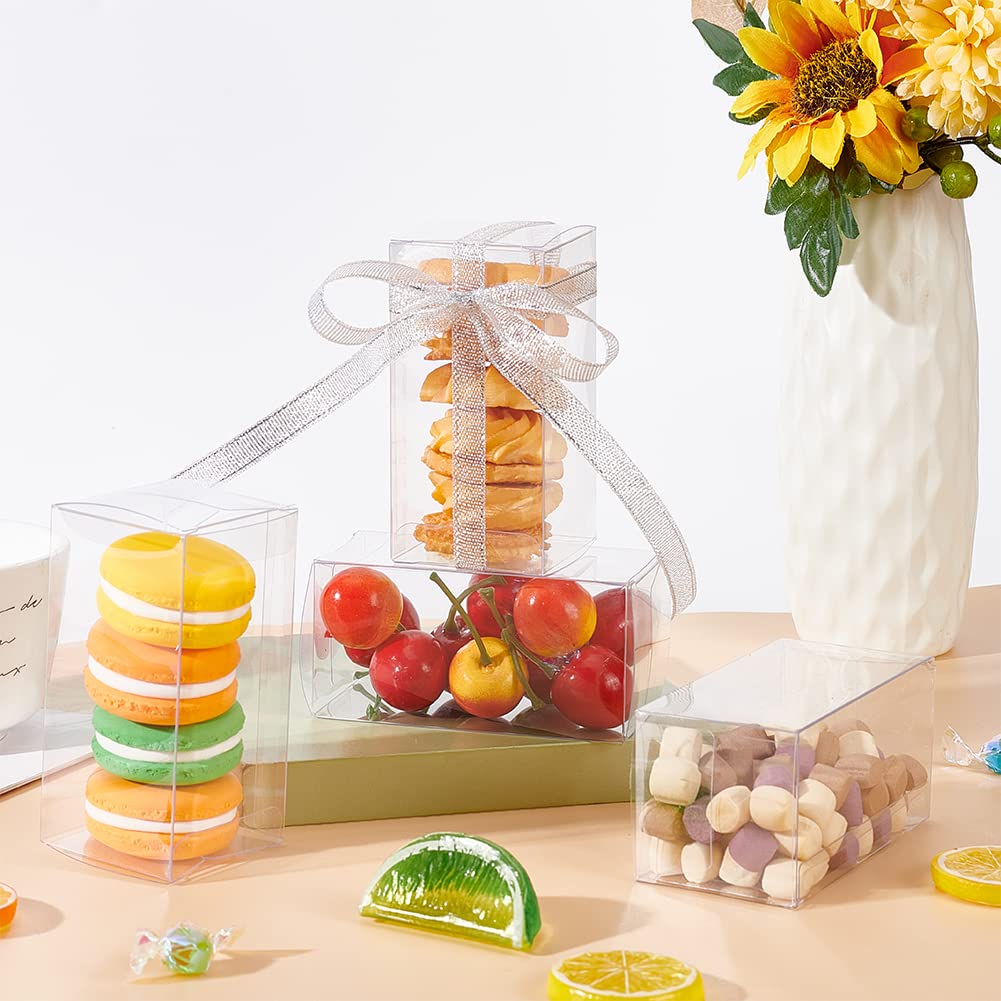 BENECREAT 20PCS Clear Wedding Favour Boxes 4x2x2 Rectangle PVC Transparent Gift Boxes for Candy Chocolate Valentine
