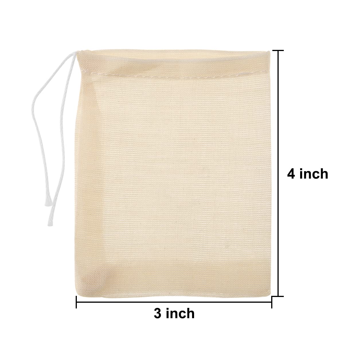 50 Pcs Drawstring Cotton Soup Bags, 3 x 4 inch Reusable Tea Bags Coffee Tea Brew Bags Spice Straining Bags for Coffee Tea Soup