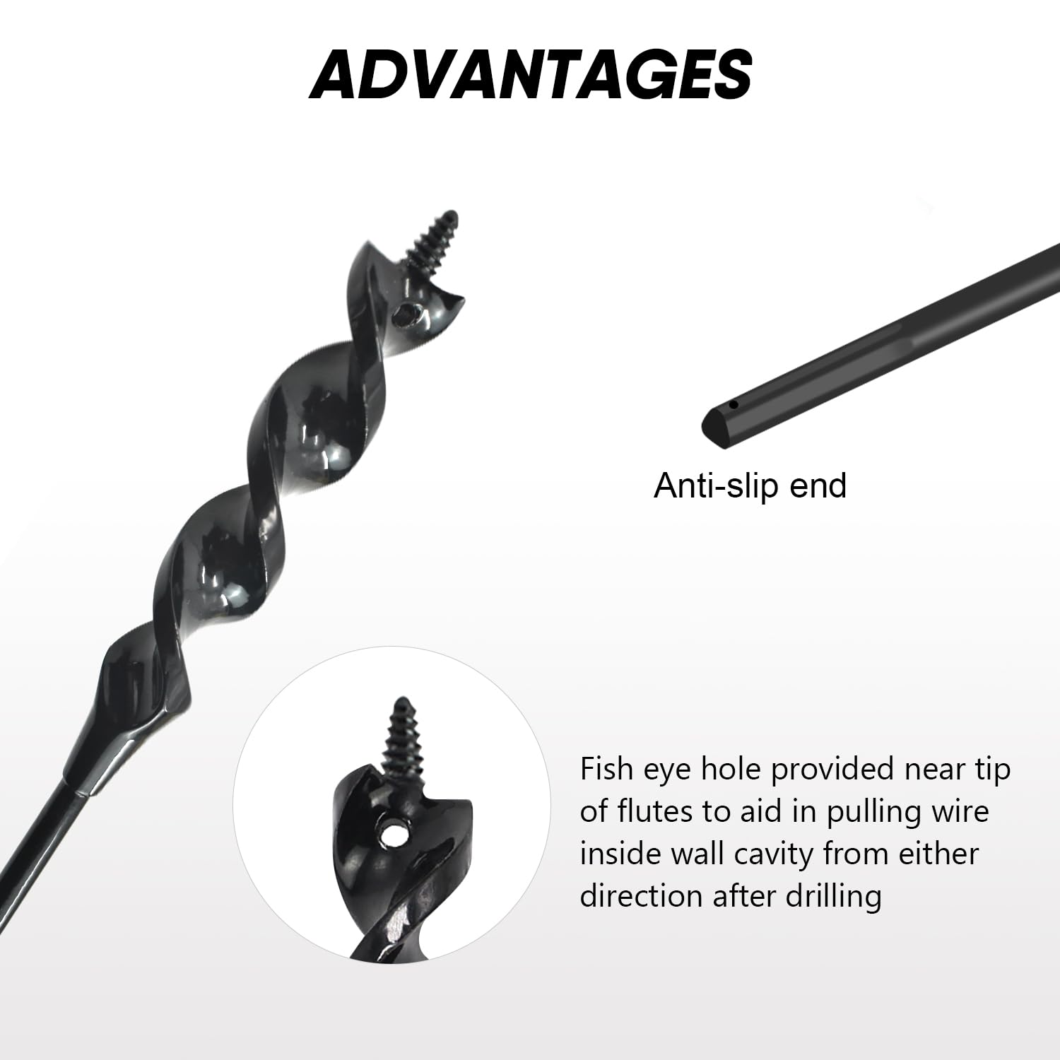 Installer Drill Bit Fish Bit for Pulling Wire Through Tight Spaces with Minimal Damage 3/4-Inch by 36-Inch 1 Pack