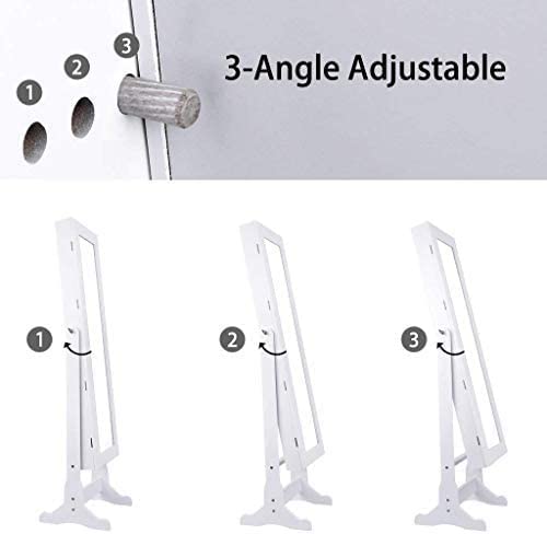 DECOMIL – Jewelry Armoire with Mirror | Jewelry Cabinet Standing, LED Lights and Full lengt Mirror | White
