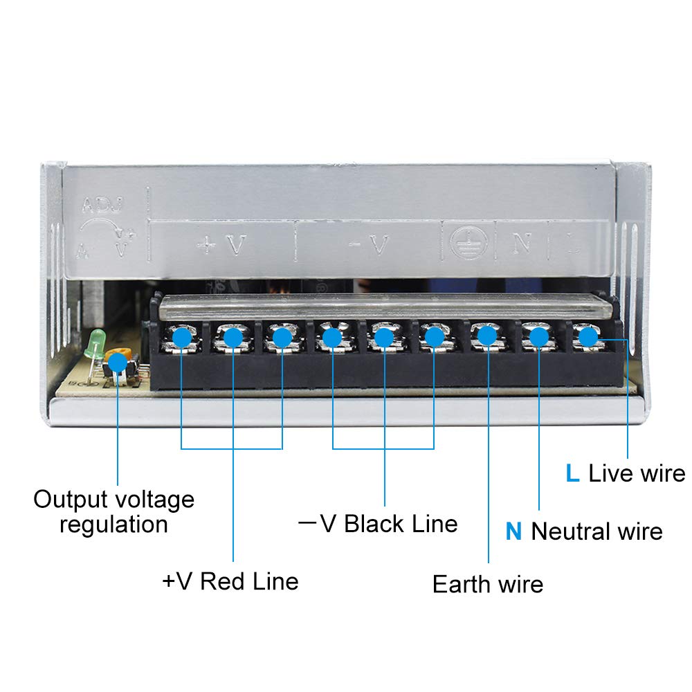 inShareplus 24V 16.5A 400W Universal Regulated Switching Power Supply, 100-240V AC to DC 24 Volt LED Driver, Converter, Transformer, Adapter for LED Strip Light, CCTV, Computer Project, 3D Printer etc