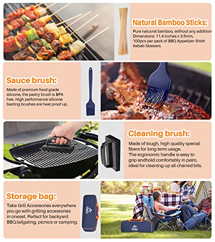 Griddle Accessories Kit,Upgrade 138pcs Flat Top Grill Accessories Set for Blackstone and Camp Chef,Spatula,Scraper,Griddle Cleaning Kit Carry Bag for Hibachi Grill, Men Outdoor BBQ with Meat Injector