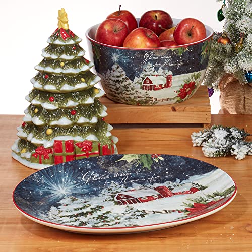 Certified International Silent Night Rectangular Platter, 14" X 10", Multicolor