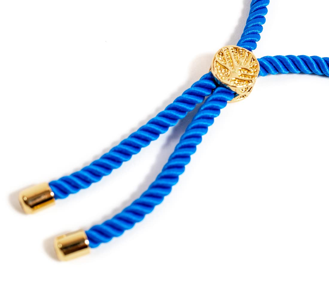 Alea Collection Catholic Blessed Saint Benedict Medal 18K Gold Plated Bracelet Blue String Religious Jewelry
