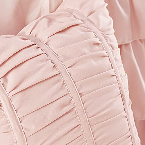 Intelligent Design Cozy Comforter Casual Waterfall Multi Layer Ruffle All Season, Hypoallergenic Cover, Soft Bedding Set with Matching Sham, Decorative Pillow, Twin/Twin XL(68"x90"), Blush
