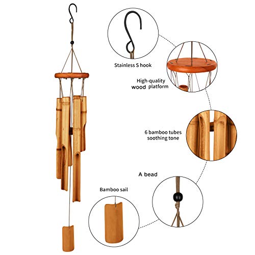 Bamboo Wind Chimes-30'' Wooden Wind Chimes for Outdoor & Indoor,Garden, Yark,Patio and Home Décor (30inch)
