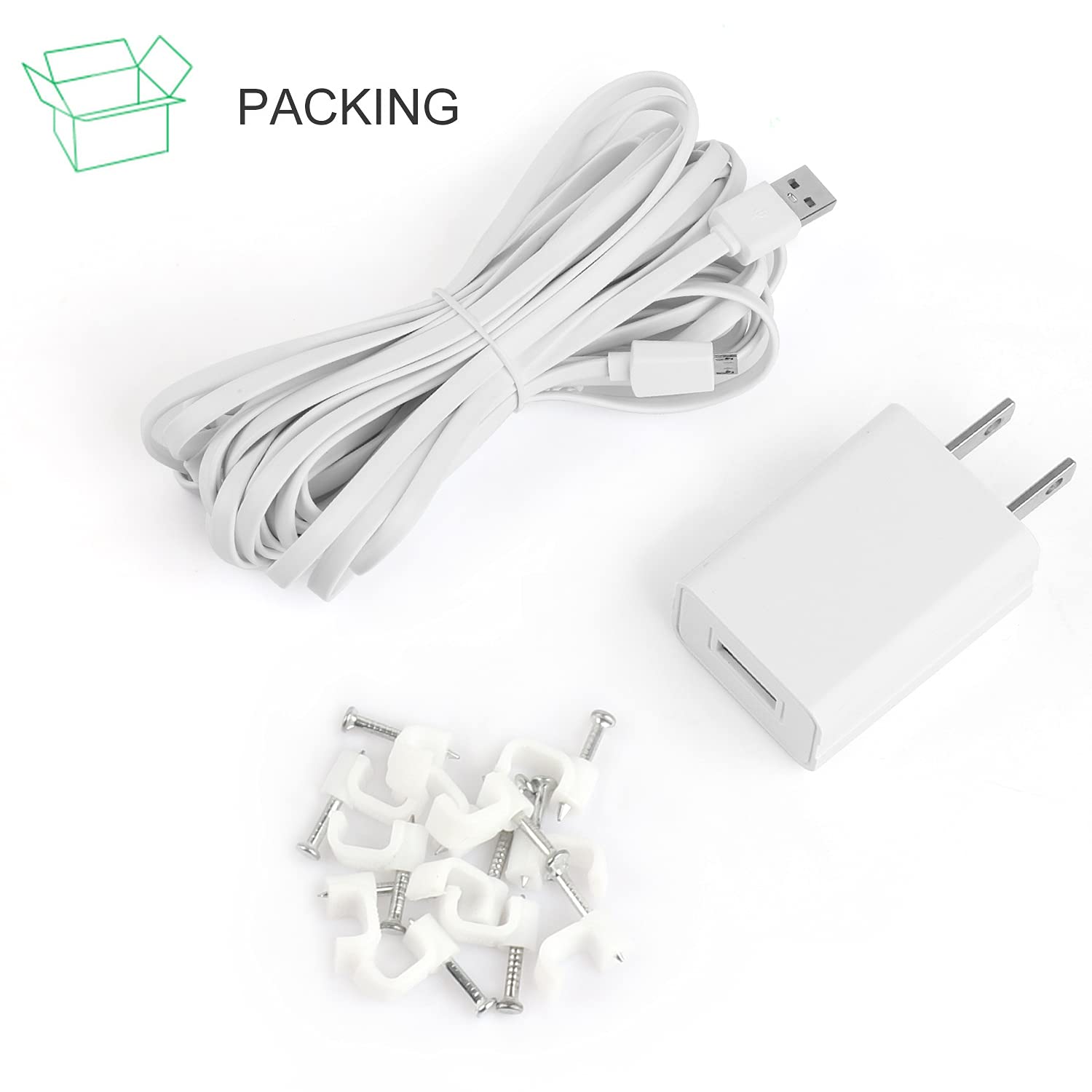 ALERTCAM Power Adapter for Ring Indoor Cam and All-New Ring Indoor Cam (2nd Gen), with 25Ft/7.5m Flat Charging Cable Continuously Charge Your Camera (NOT Compatible with Ring Stick Up Cam)