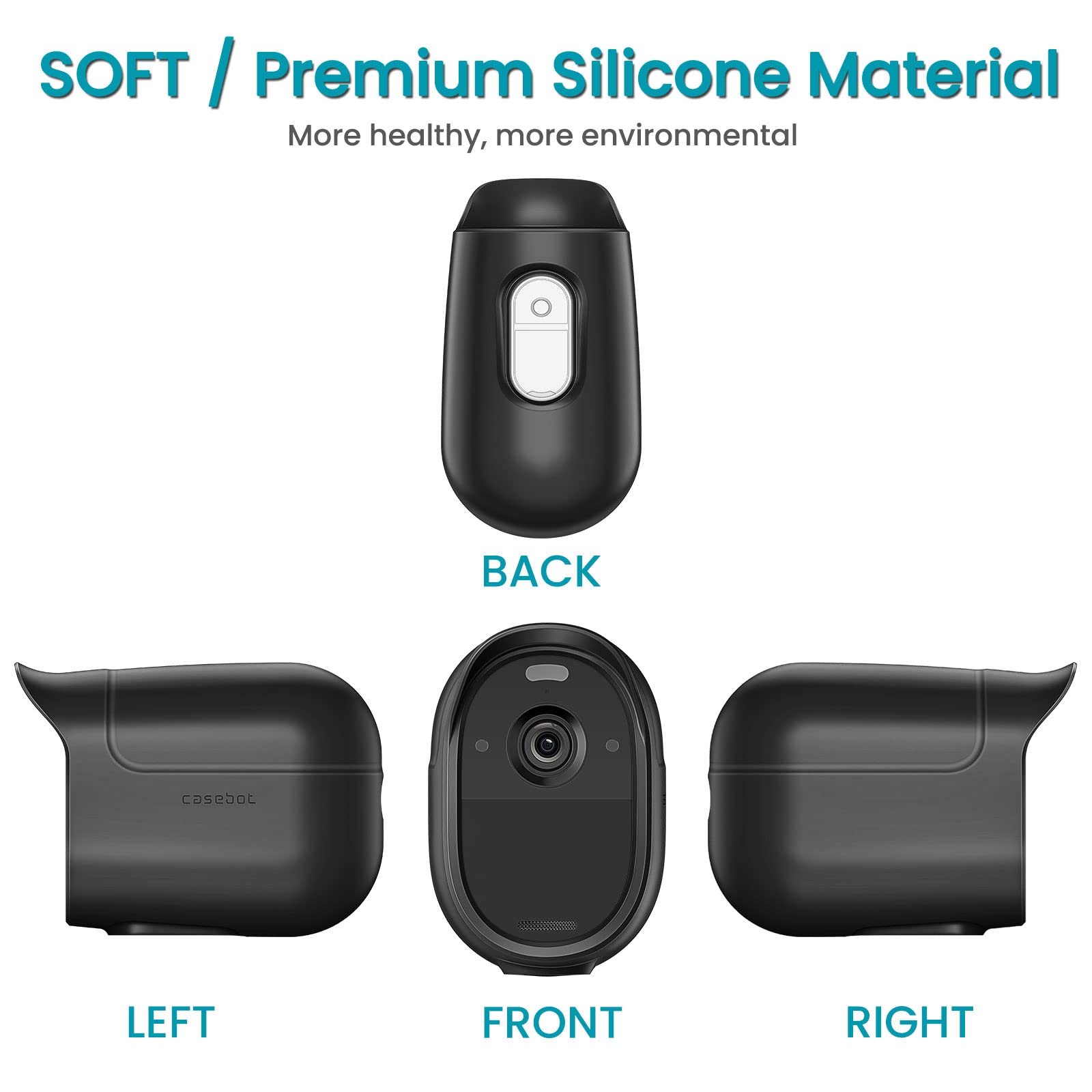 CaseBot Silicone Skins Compatible with Arlo Essential Spotlight Camera (1st Generation, VMC2230), 3 Packs Durable and Weatherproof Protective Silicone Case Cover, White
