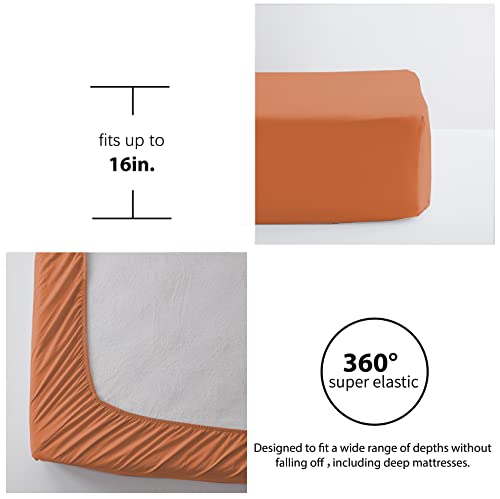 Anluoer Queen Comforter Set, Burnt Orange Tufted Bed in a Bag 7 Pieces with comforters and Sheets, All Season Bedding Sets with 1 Comforter, 2 PillowShams, 2 Pillowcases, 1 Flat Sheet, 1 Fitted Sheet
