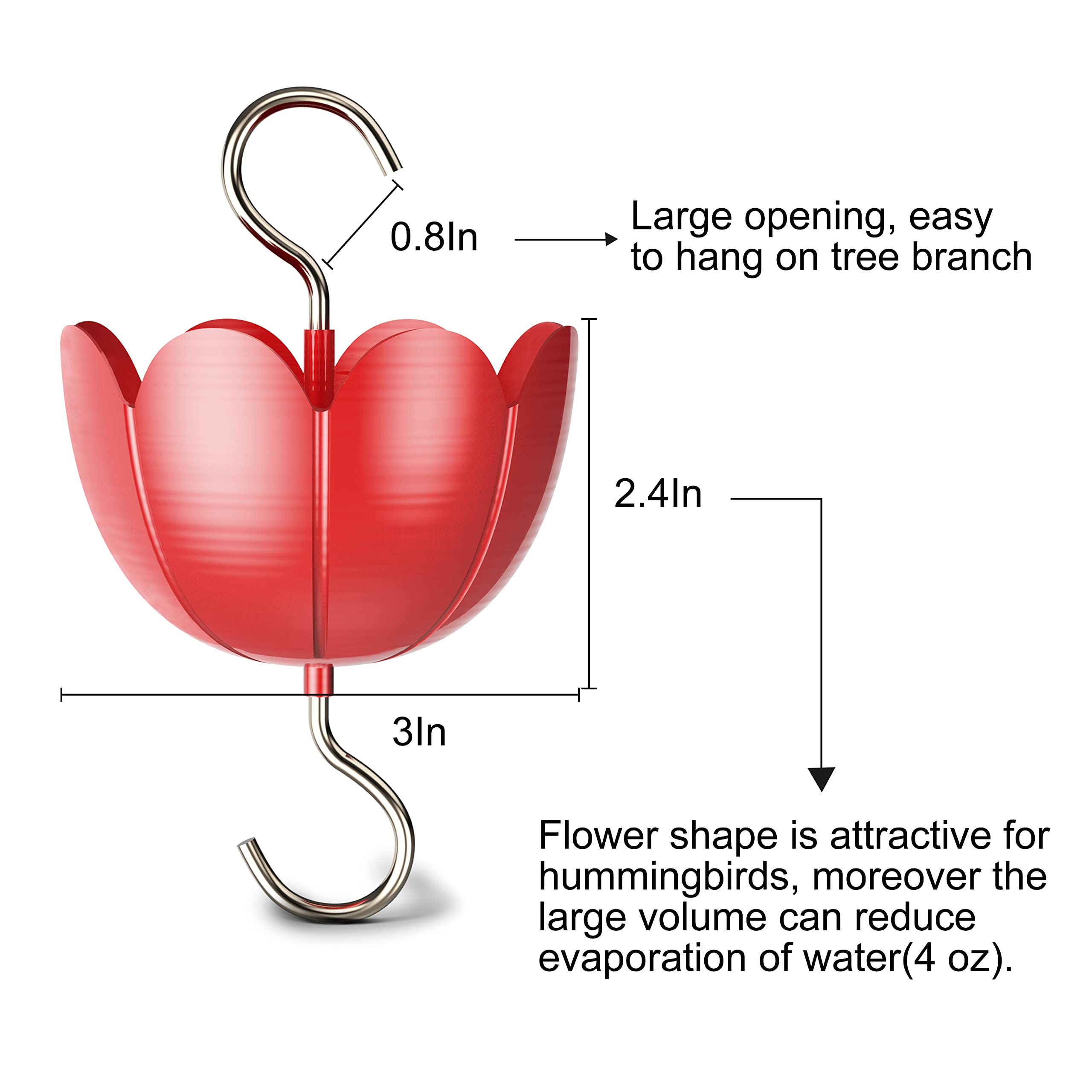 Ant Moat for Hummingbird Feeders, Ant Guard for Hummingbird & Oriole Feeders, Insect Guard with Large Capacity, Metal Hummingbird Feeder Ant Guard, 4 OZ x 2 Pack