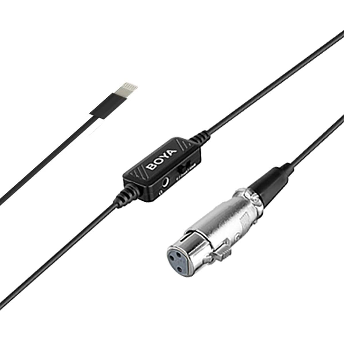 Boya by-BCA7 XLR to Lightning Microphone Cable with Integrated pre-Amplifier to Connect XLR Dynamic Microphones to Apple iPhone and iPad