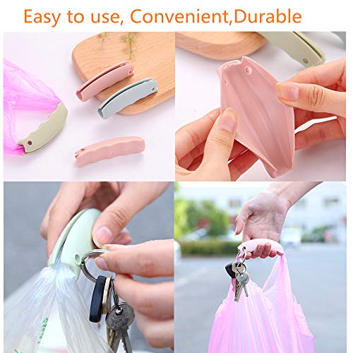 Grocery Bag Holder Shopping Bag Handle Carry Hook Aluminium Large Snap Hook Hanger with Soft Grip, 5 Pack