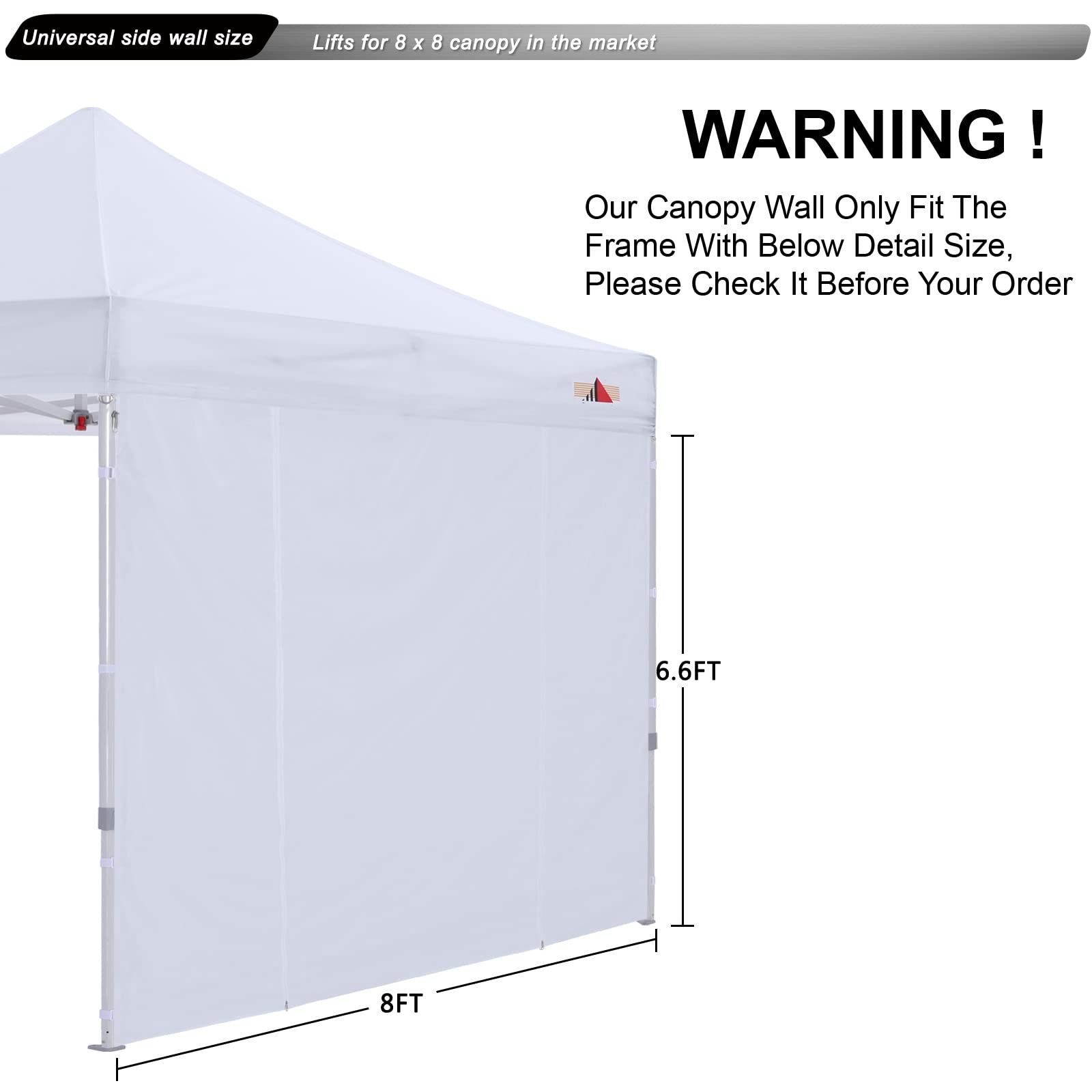 ABCCANOPY Canopy Rolling Door 8X8 FT with Zipper, 1 Pack Door Only, NOT Including Frame and Top, White