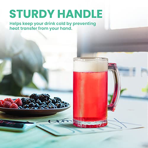 Beer Mug With Handle- Drinking Glass Dishwasher and Freezer Safe - Drinking Cup 26 ounce Large Pub Beer Mug with 2 Stainless Steel Ice Cubes - Traditional Beer Mug, Tea Glass, Cocktail Glass