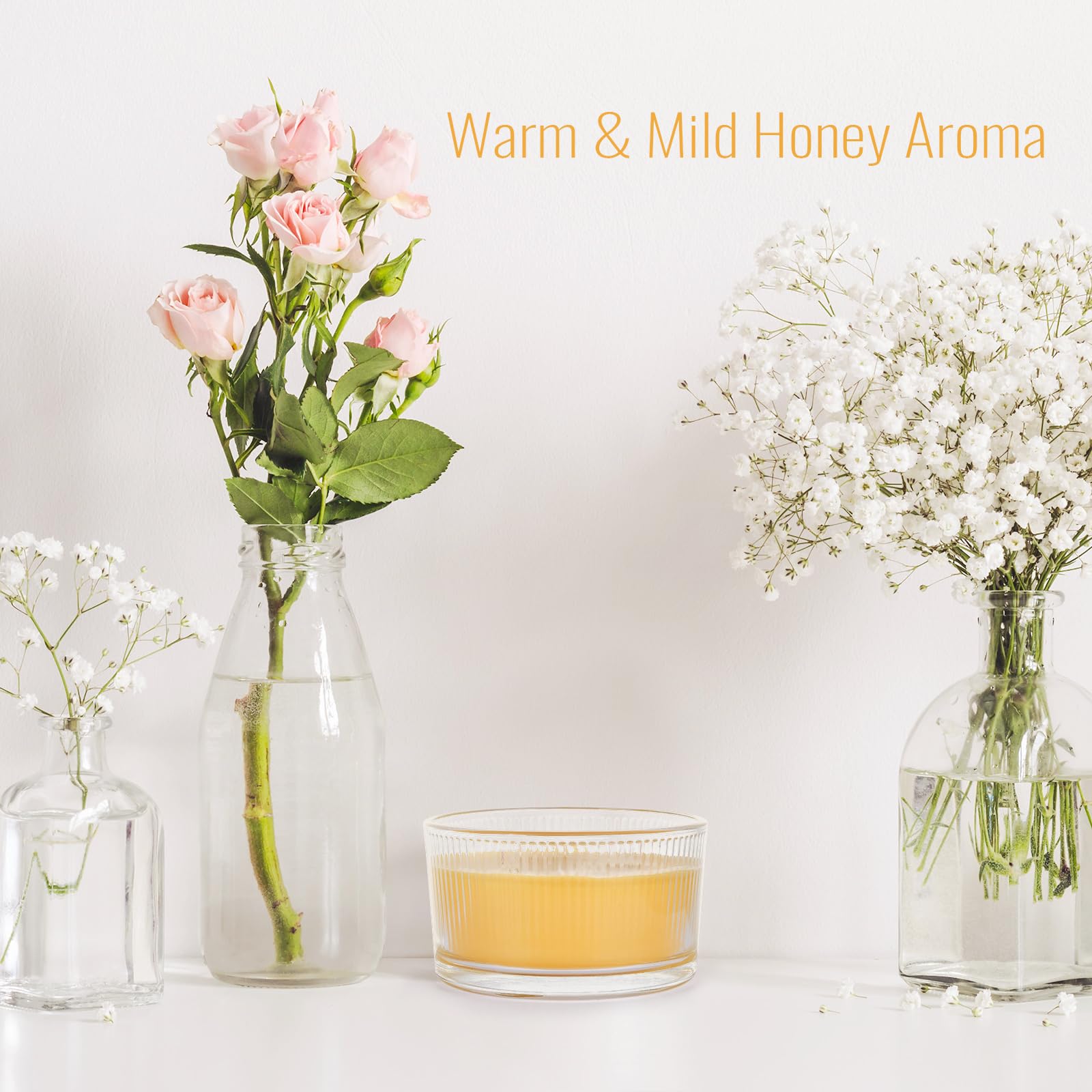 AGLARY 3-Wick Beeswax Candle in Glass, Elegant and Natural Home Lighting,Unscented Beeswax-Raw, 4.7oz