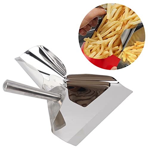 French Fry Scooper Food French Fries Shovel Bagger Popcorn Scoop Rustproof Stainless Steel for Cinemas Buffet