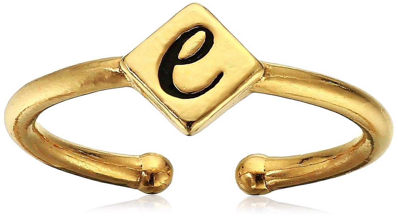 Alex and Ani Women's Initial E Adjustable Ring, 14kt Gold Plated