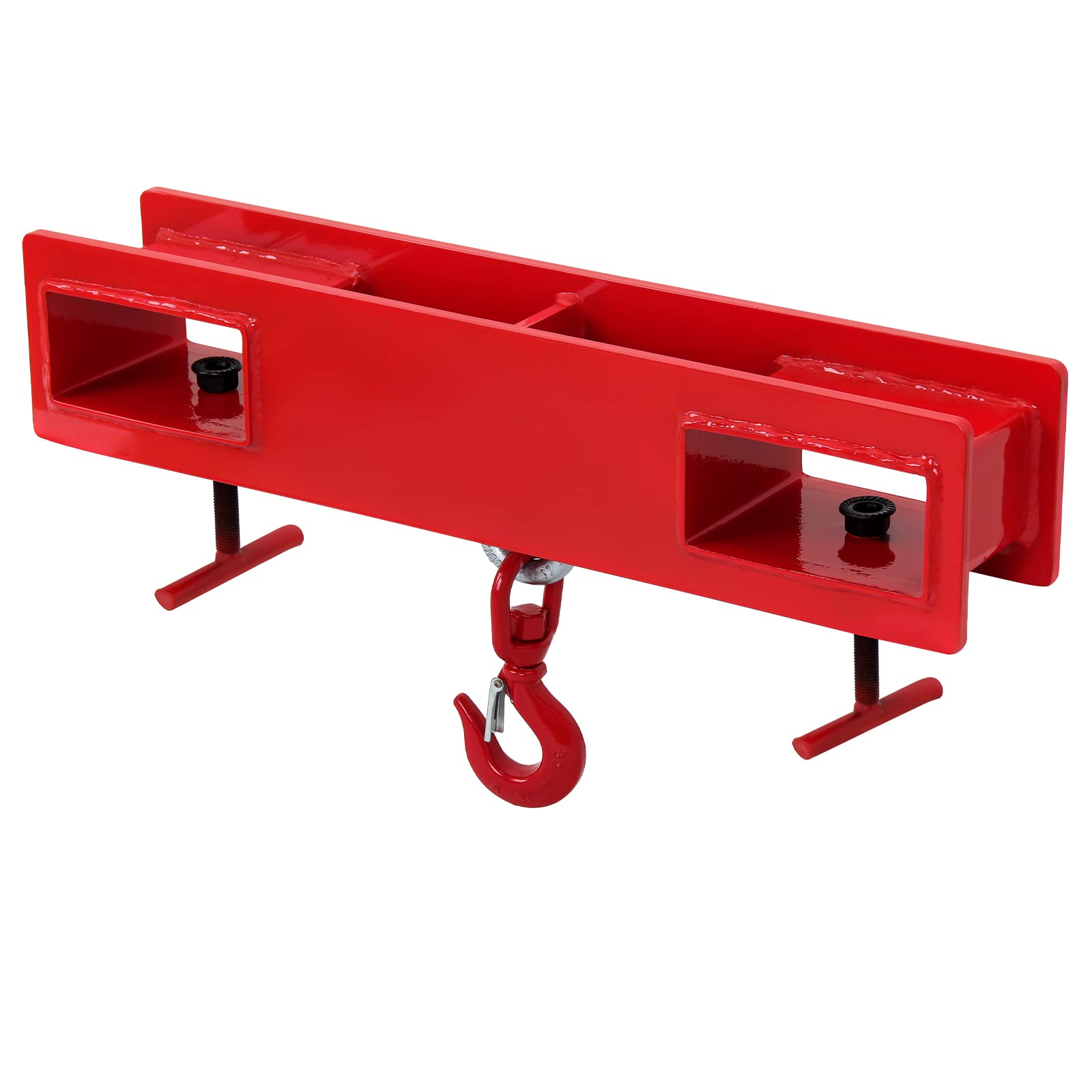 Hasopy Forklift Lifting Hook 1pc, 4400lbs Capacity Forklift Lifting Hoist, Red Forklift Mobile Crane with Swivel Hook and Two Large T-Screws, Hook Forklift Lifting Hoist, Fork Lifting Attachment (2T)
