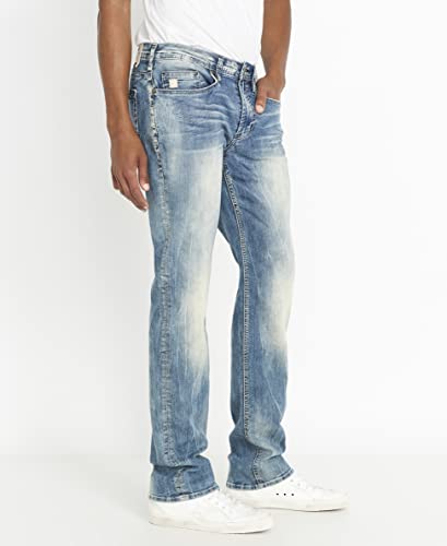 Buffalo David Bitton Men's Relaxed Straight Driven Jeans, Sandblasted Blue Wash Indigo, 36W x 32L