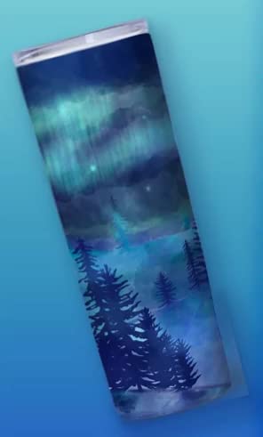 Northern Lights - Forest - 20 oz stainless steel insulated tumbler with straw and grip pad on bottom - comes in a gift box