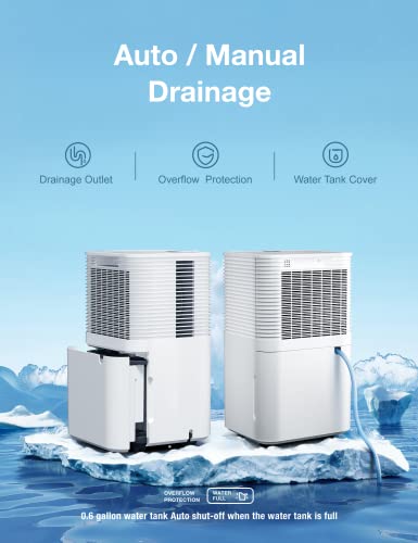 BUBLUE 2000 Sq. Ft Dehumidifier for Basements, Home and Large Room with Auto or Manual Drainage | 36 db Industry Leading Noise Reducing | Integrated Air Filters, 3 Operation Modes, Clothes Drying