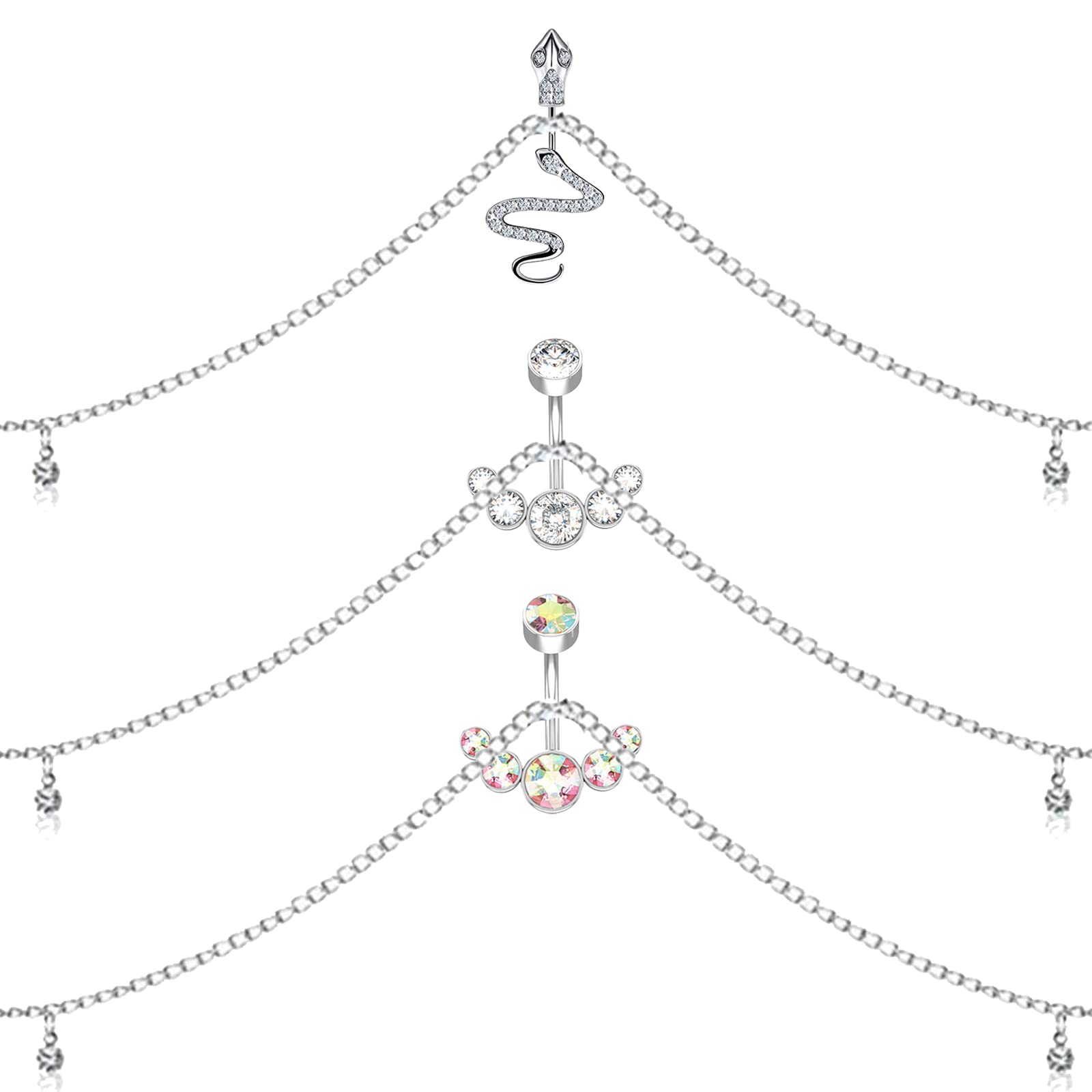 Aezlhjya Waist Body Chain Dangle Belly Button Ring Body Chains Beach Waist Jewelry for Women (Body C-B2)