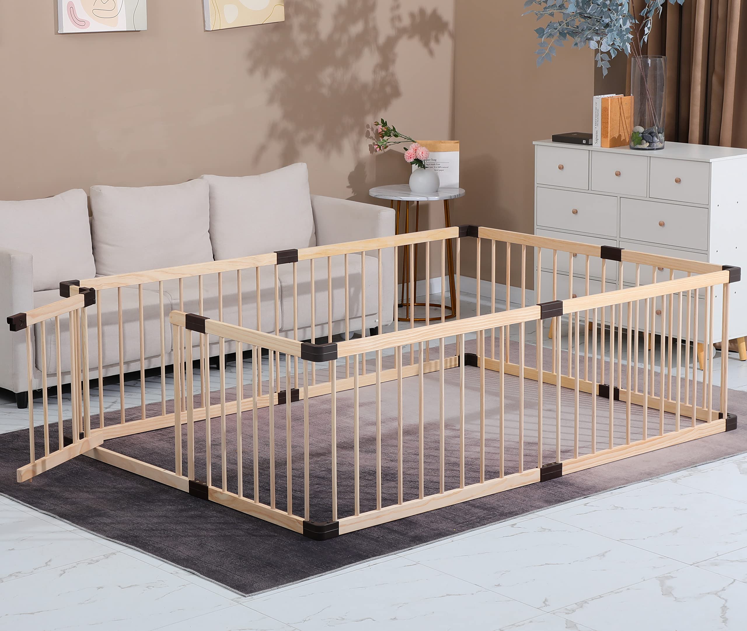 Baby Playpen,Playpen for Babies and Toddlers, Wooden Baby Playpen,79x71, Baby Play Pen,Baby Play Fence,Baby Play Yards,Baby Activity Center (180x200CM)