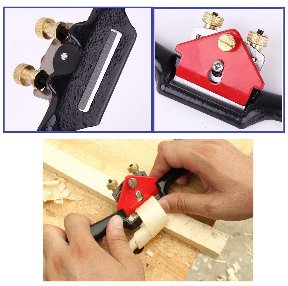 Anndason Adjustable SpokeShave with Flat Base and Metal Blade Wood Working Wood Craft Hand Tool with 4 PCS Planer Blade