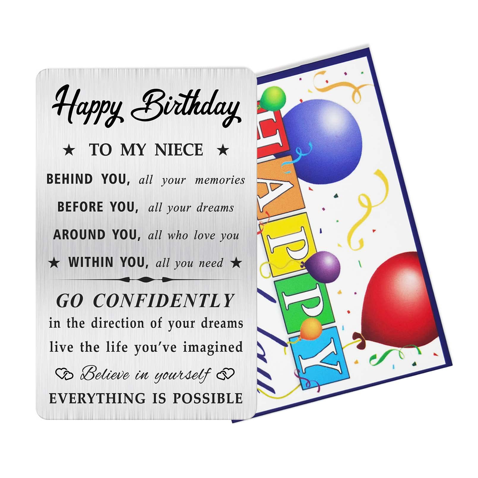 MOQIYXL Niece Birthday Card, Happy Birthday Niece Gifts Ideas, Small Engraved Wallet Card