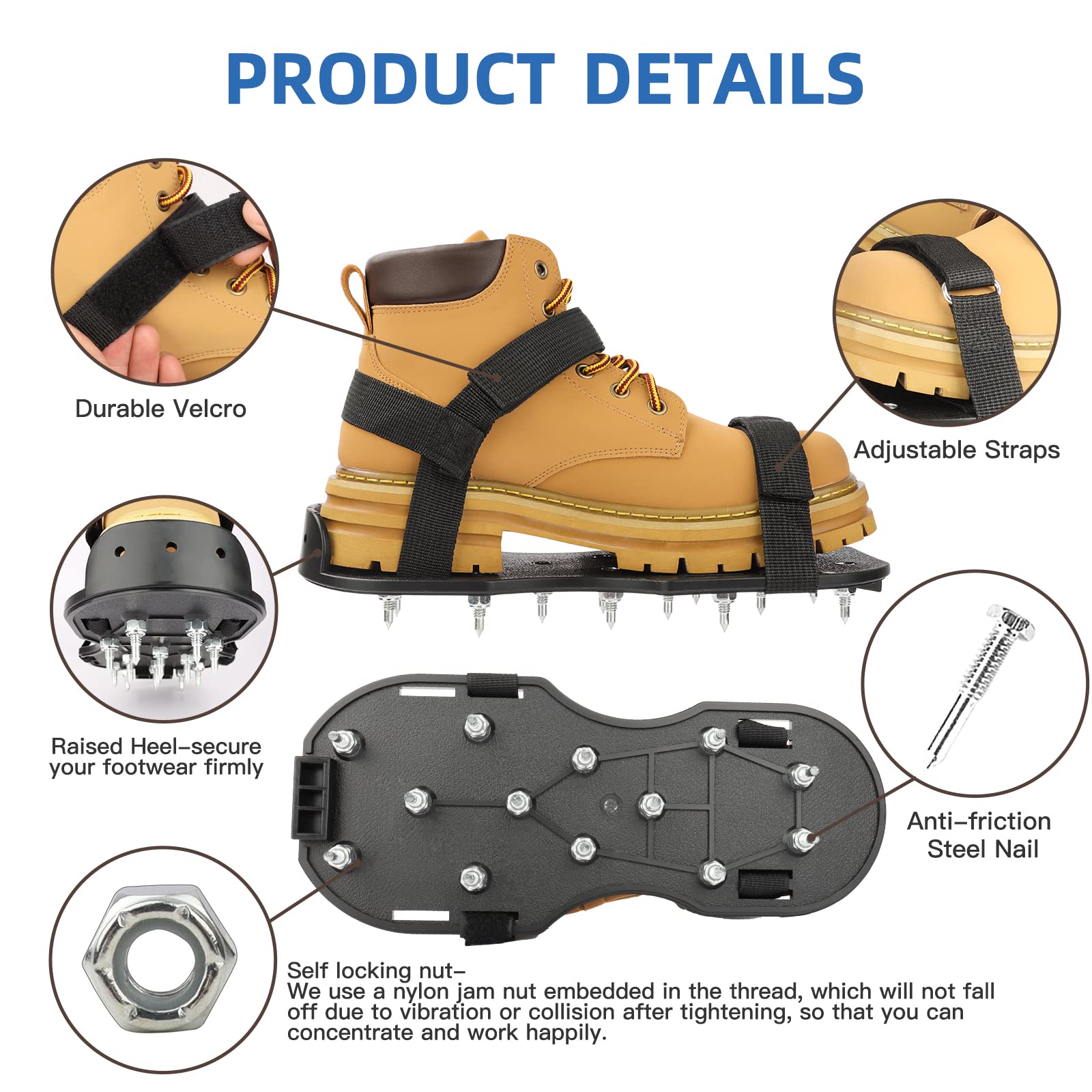 Awiivee Epoxy Floor Spiked Shoes-Gunite Spiked Shoes for Epoxy Floor Coating with Adjustable Widen Straps, Full Assembled Perfect for Epoxy Garage Floors, Overlays, Cover Installation