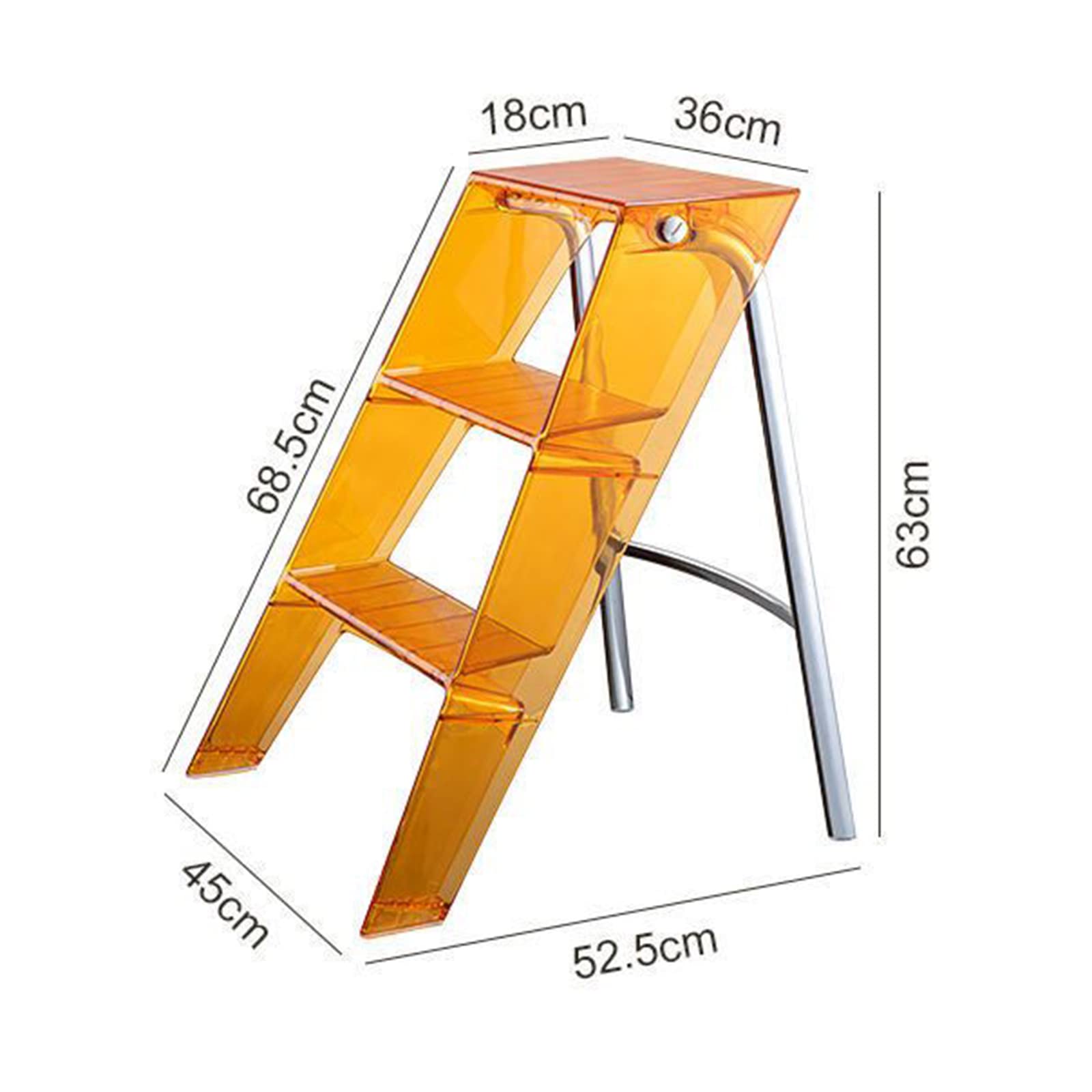 Tightstore Step Stools for Adults, 3 Step Ladder Folding Step Stool, Folding Stools for Adults Portable, Acrylic 3 Step Ladder, with Ladder and Stool