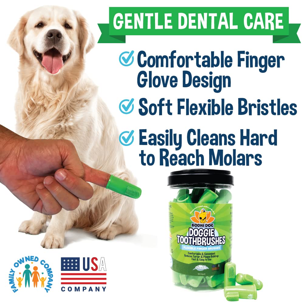Bodhi Dog 50 Count Finger Toothbrushes + Dental Gel Bundle