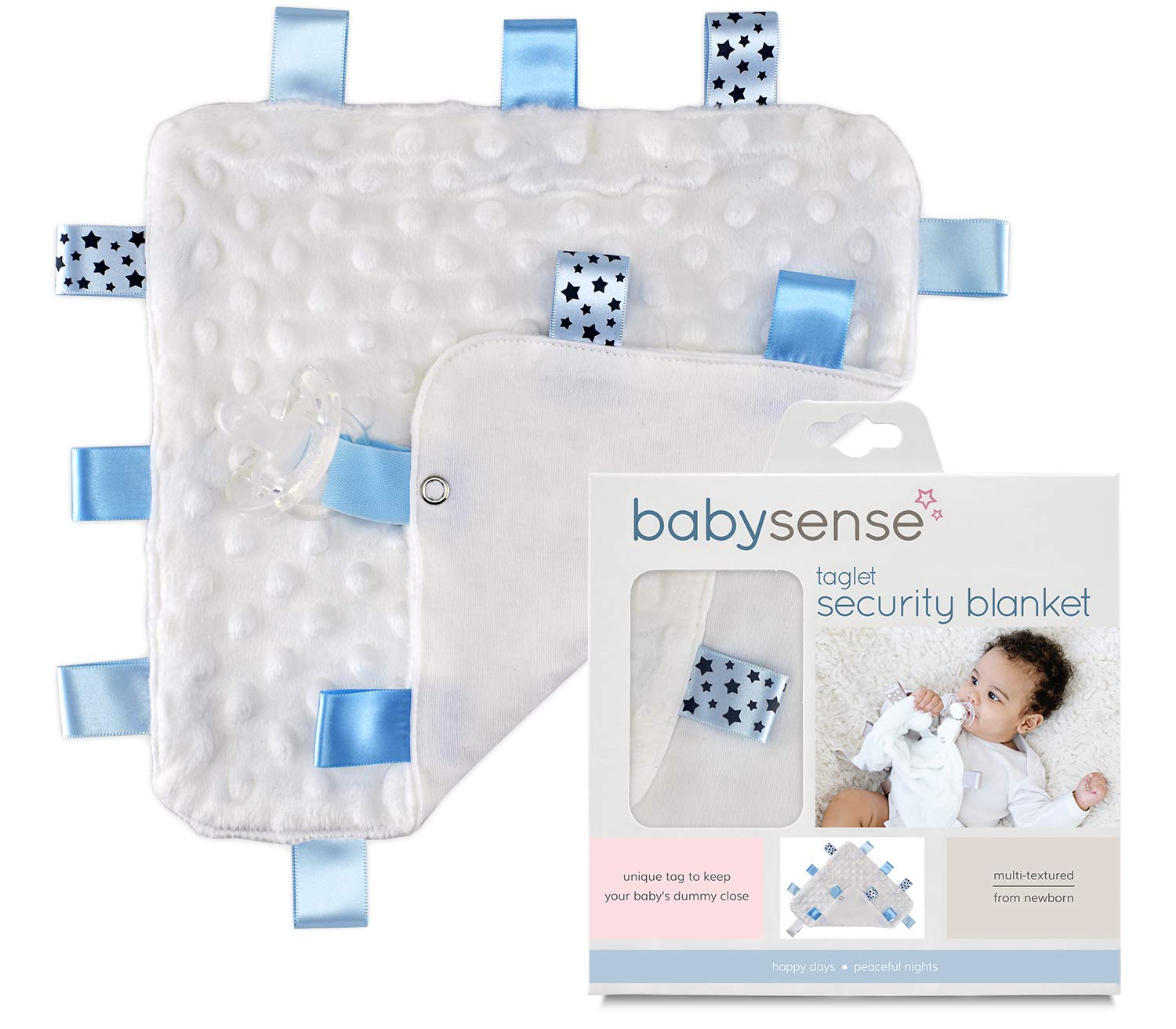 BABY SENSE Taglet Security Baby Blanket Lovey with Pacifier Tag | Soft, Soothing, Comfortable, Warm, Cozy | Unisex & Toddler | Durable & Machine Washable (Pink)