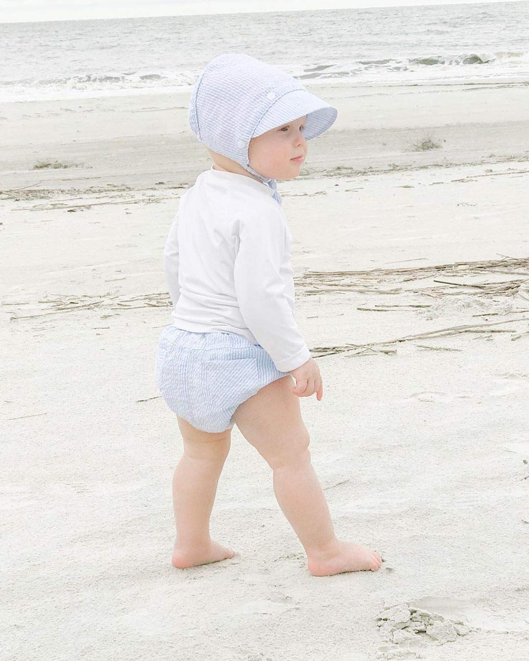 Huggalugs Baby & Toddler Boys Blue Seersucker Diaper Cover 12-24