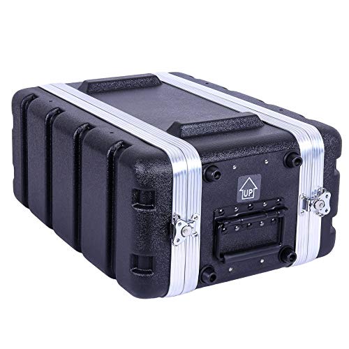Crossrock Stackable 4U Rack Case, Strong Molded with Heavy Duty Hardware, Shallow 9.5” Depth (CRA8604US)