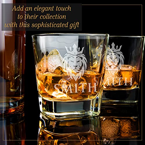 Decanter Set with Glasses Personalized, 3 PC - 25 Icon Options, Engraved Liquor, Whiskey Decanter Set with State Name, Last Name & Date, Classy Gifts for Men, Dad, Husband, Anniversary