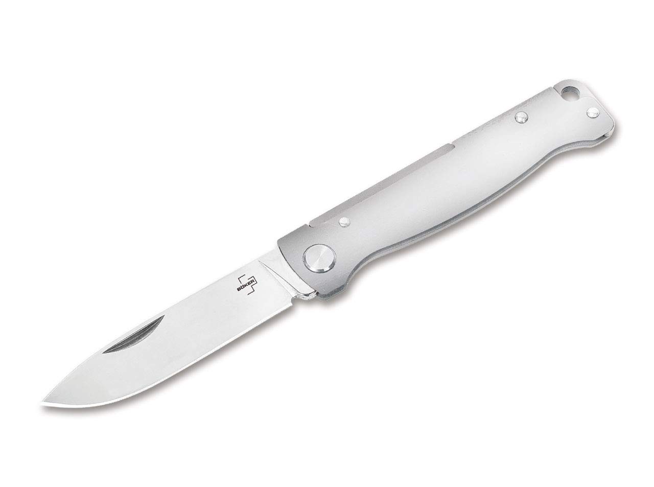 Boker Plus® Atlas SW - Slipjoint pocket knife with stainless steel handle scales - classic Folding knife with 12C27 blade - Slipjoint knife with knife case