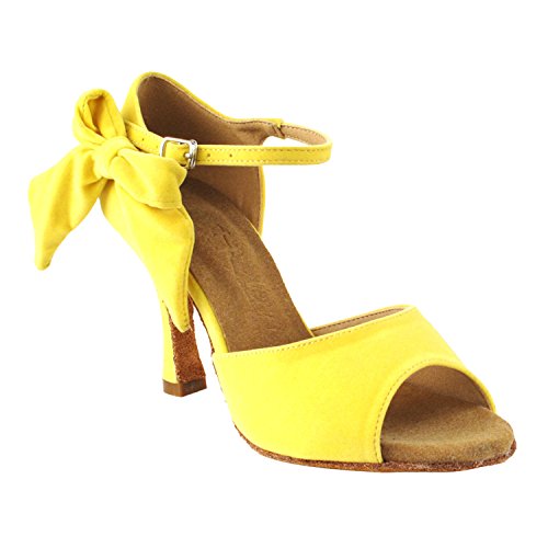 50 Shades Green Ballroom Latin Dance Shoes for Women: SERA7010 Yellow, 3" Heel, Size 8 1/2