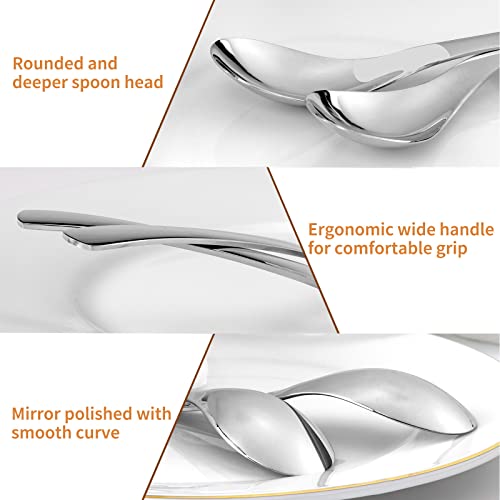 Eisinly Thickened Soup Spoons, 6 Pieces High Grade 18/8 Stainless Steel Table Spoons 6.7 Inch, Kitchen Utensil Set of 6 Perfect for Soup Rice Tea Milk Coffee Dessert, Silver, Dishwasher Safe