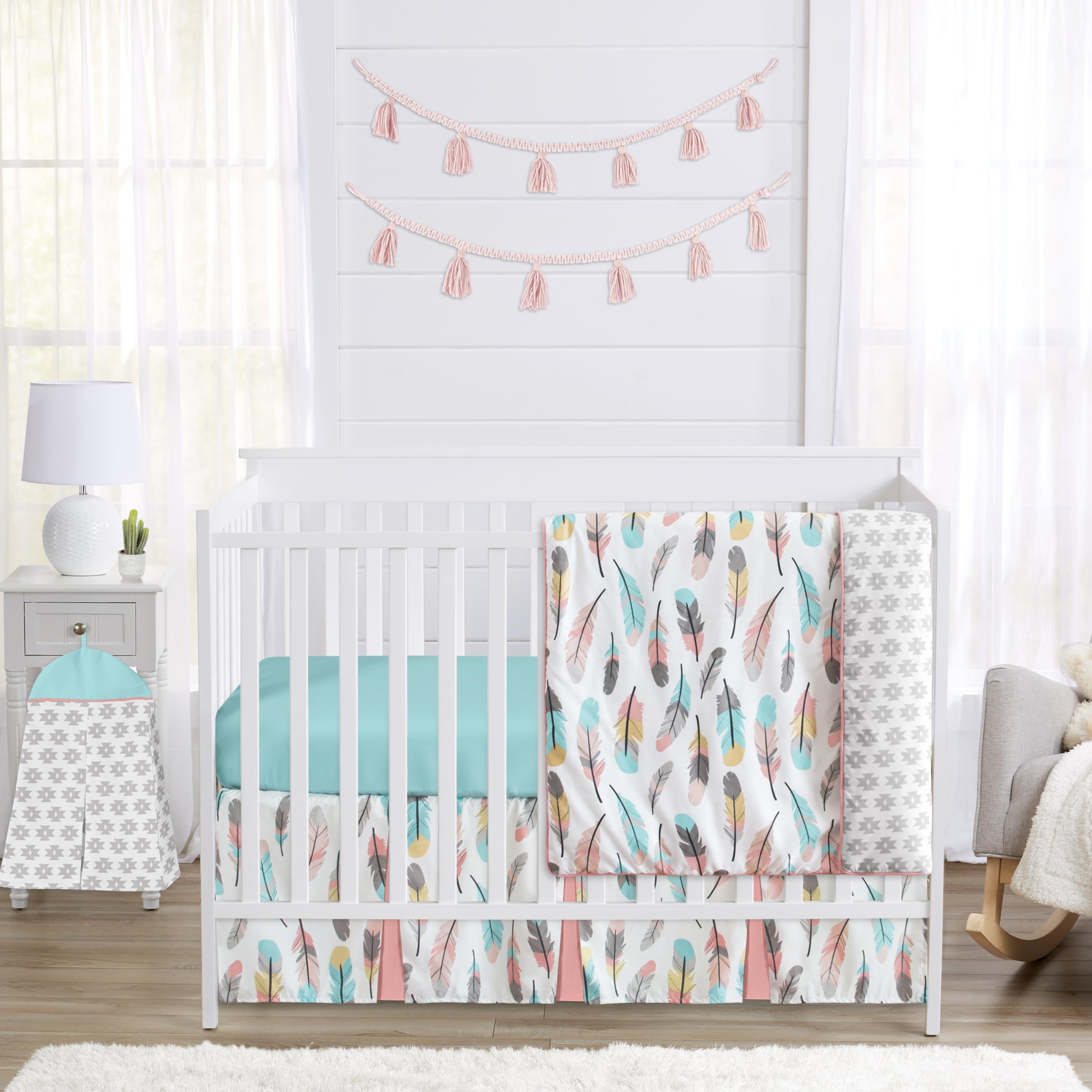 Feather Baby Girls 4 Piece Crib Bedding Set