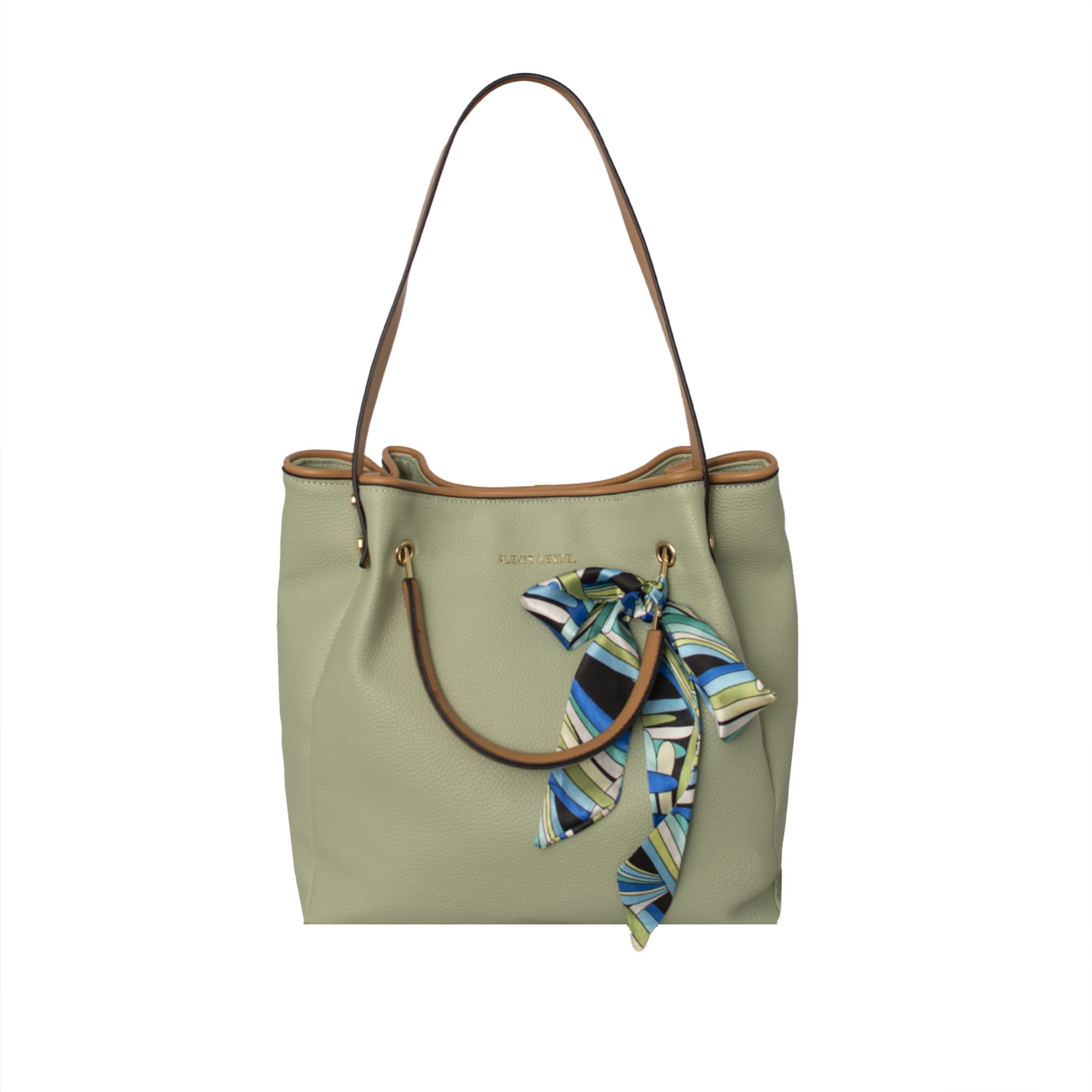 Alexis Bendel Women’s Vegan Leather Multi-style Shopper Tote Handbag W/Scarves