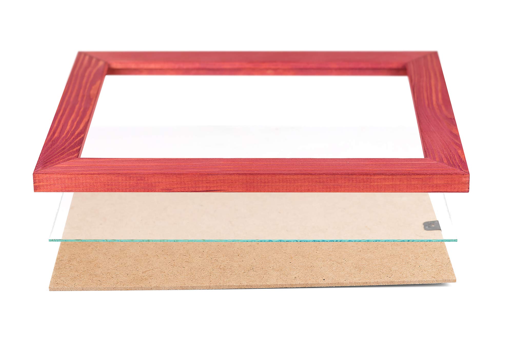 8.5 x 11 Wooden Rustic Picture Frames - Set of 2 for Diploma Documents and Certificates Wall Mount and Tabletop - Natural Wood Photo Frame - Red