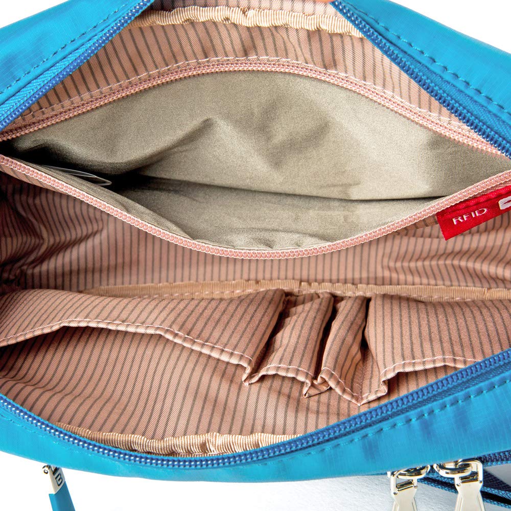 BESIDE-U Baker RFID Guarded Zip Pocket Medium Travel Crossbody in Sapphire Blue