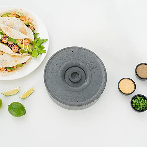 8.5 x 2.3 Inch Tortilla Warmers, 10 Microwave-Safe Tortilla Holders - Lids Included, Insulated, Gray Plastic Tortilla Keepers, Tortilla Servers For Homes and Restaurants, Durable
