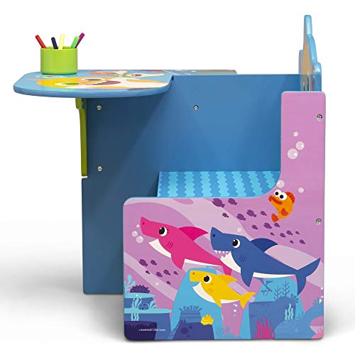 Delta Children Chair Desk with Storage Bin + Design and Store 6 Bin Toy Storage Organizer, Baby Shark (Bundle)