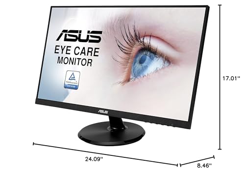 ASUS 27” 1080P Monitor (VA27DCP) - Full HD, IPS, 75Hz, USB-C 65W Power Delivery, Speakers, Adaptive-Sync/FreeSync, Eye Care, Low Blue Light, Flicker Free, VESA Mountable, Frameless, HDMI,Black