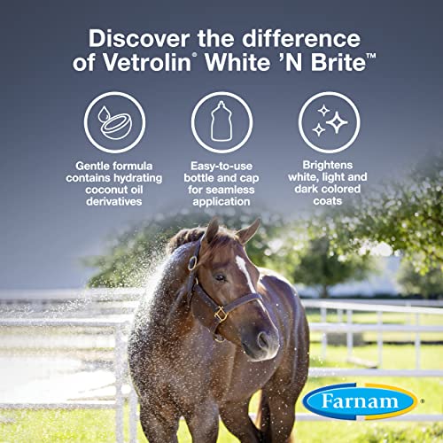 Farnam Vetrolin White ’N Brite Shampoo, Deep Cleaning and Color Brightening Shampoo for Horses and Dogs. 32 ounces