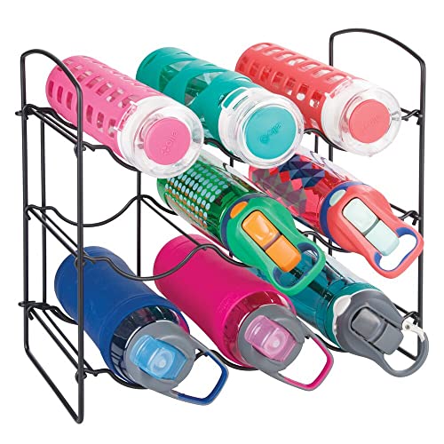 mDesign Metal Wire Free-Standing Water Bottle Rack - Storage Organizer for Kitchen Countertops, Matte Black