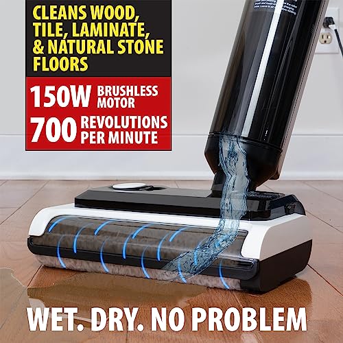 Deco Home 220W Wet/Dry All-in-One Vacuum and Hard Floor Cleaner, Cordless Battery with Self-Cleaning Charging Dock, 3 Smart Programs, Digital Display