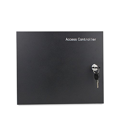MENGQI-CONTROL 4 Doors IP Based Security Access Control Kit with Metal Case 110V Power Box RFID Reader+Infrared Exit Button+Desktop Enroll Reader+RFID Keychains/Cards APP remotely Open Door